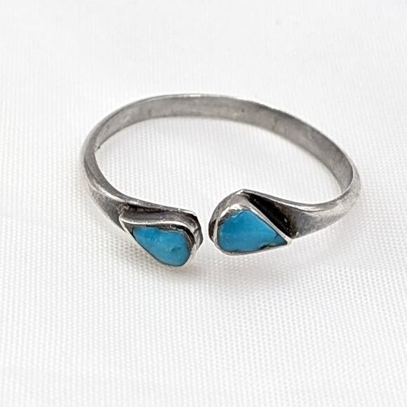 Jewelry | Sterling Silver Dainty Turquoise Teardrop Inlay Adjustable ...